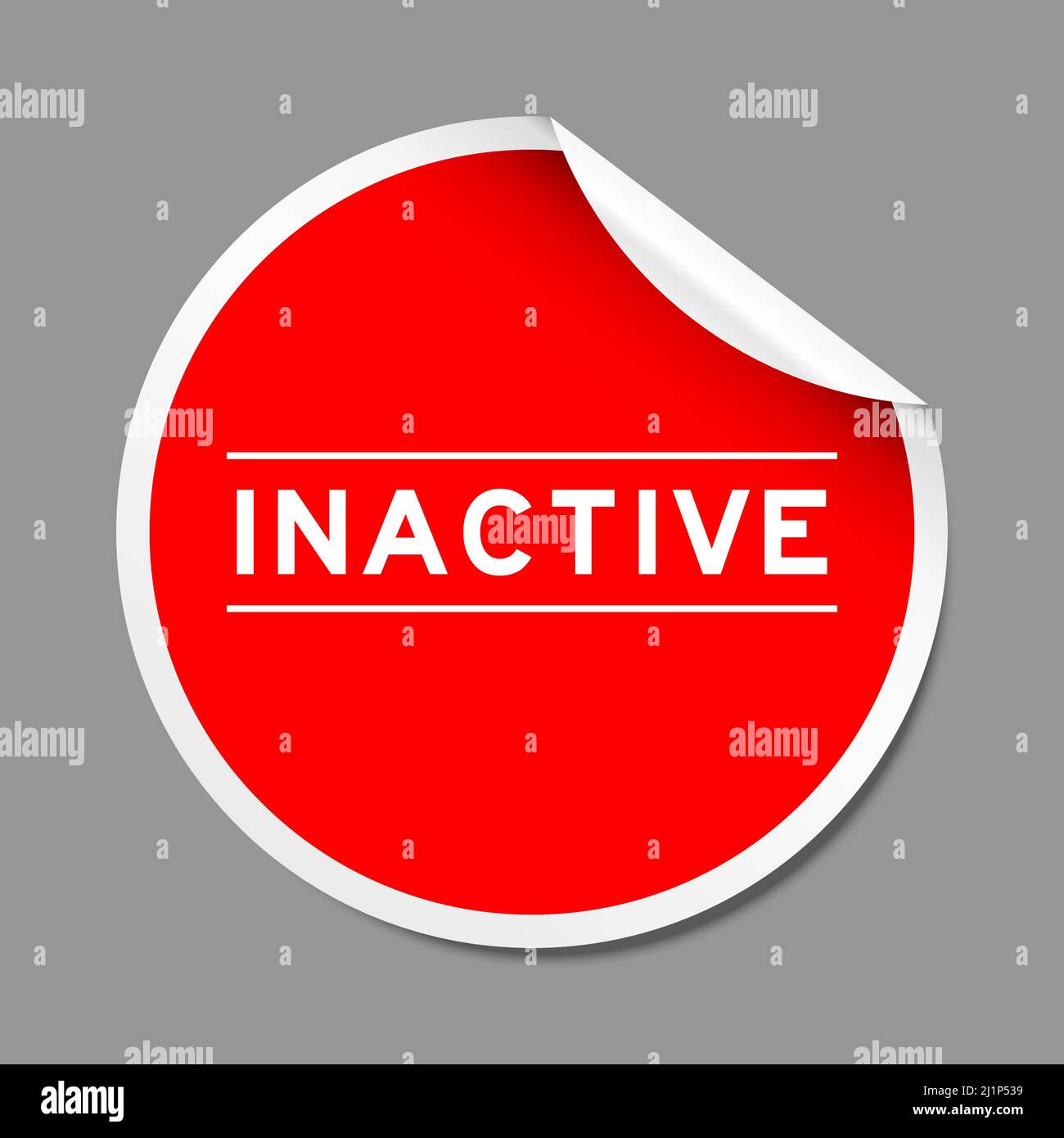 Red color peel sticker label with word inactive on gray background ...