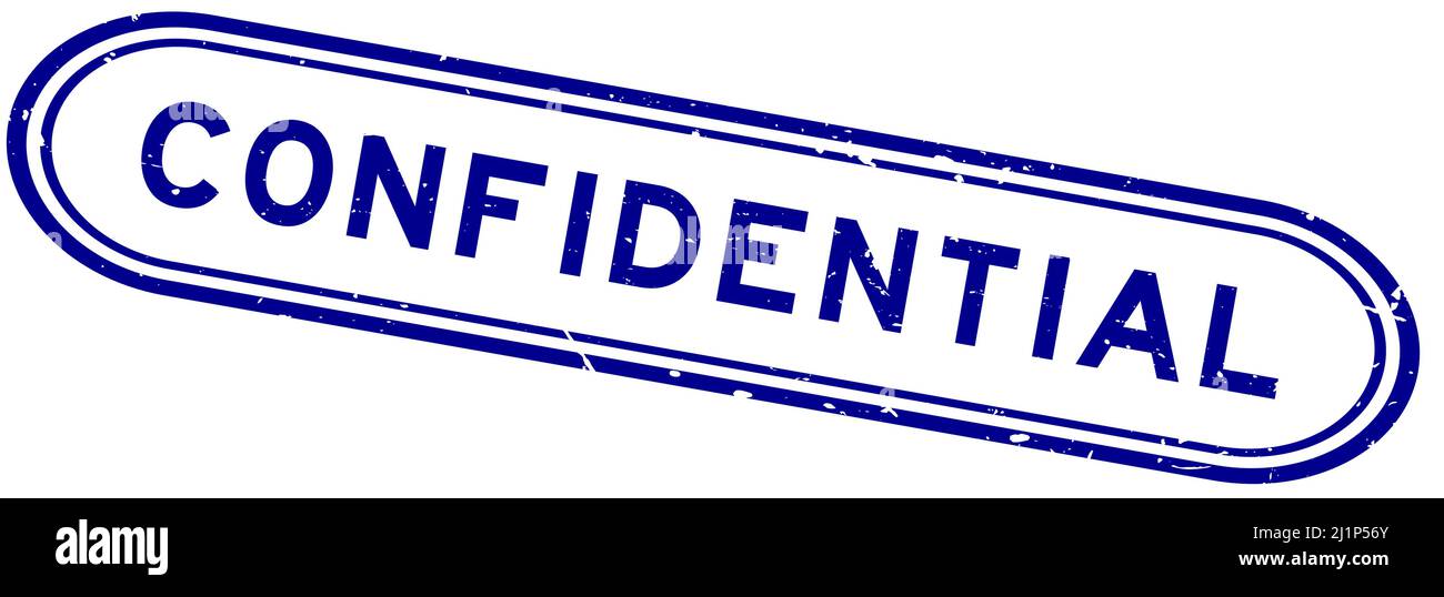 Grunge blue confidential word rubber seal stamp on white background ...