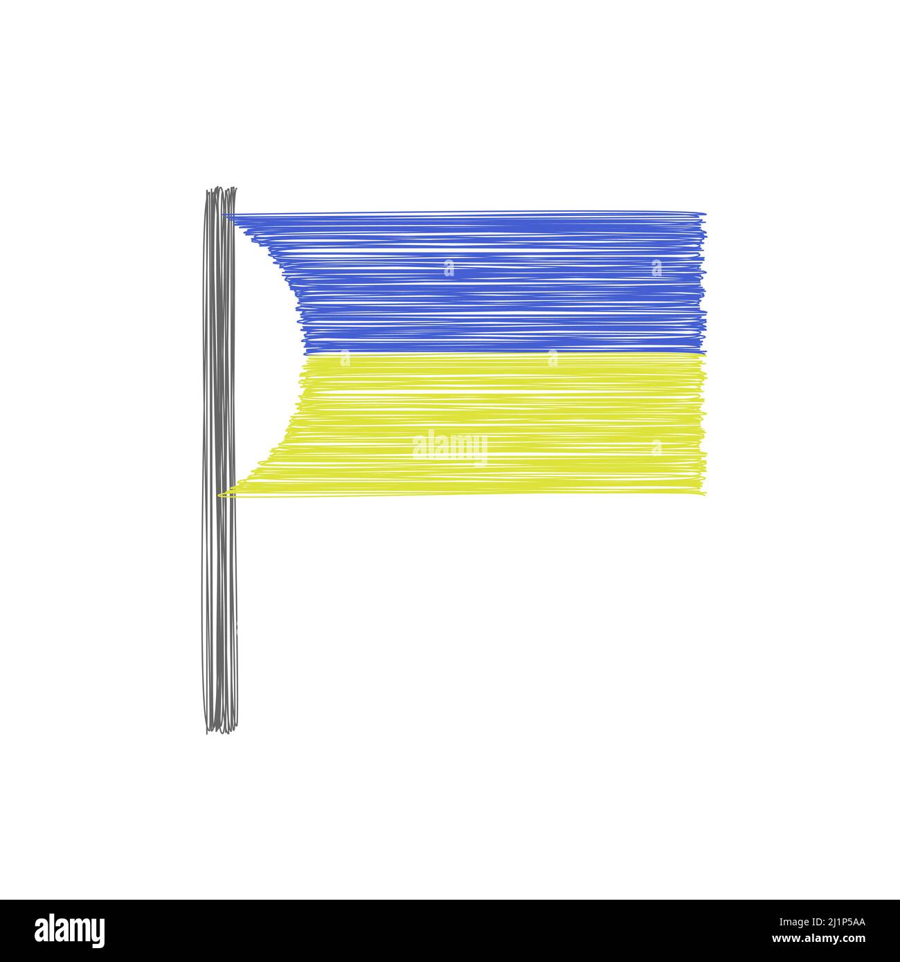 Hand drawn waving Blue Yellow Ukrainian flag. Pattern Design For ...