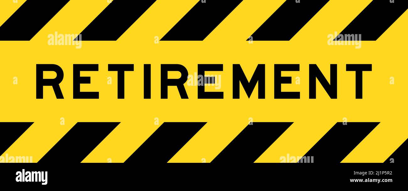 Yellow and black color with line striped label banner with word ...