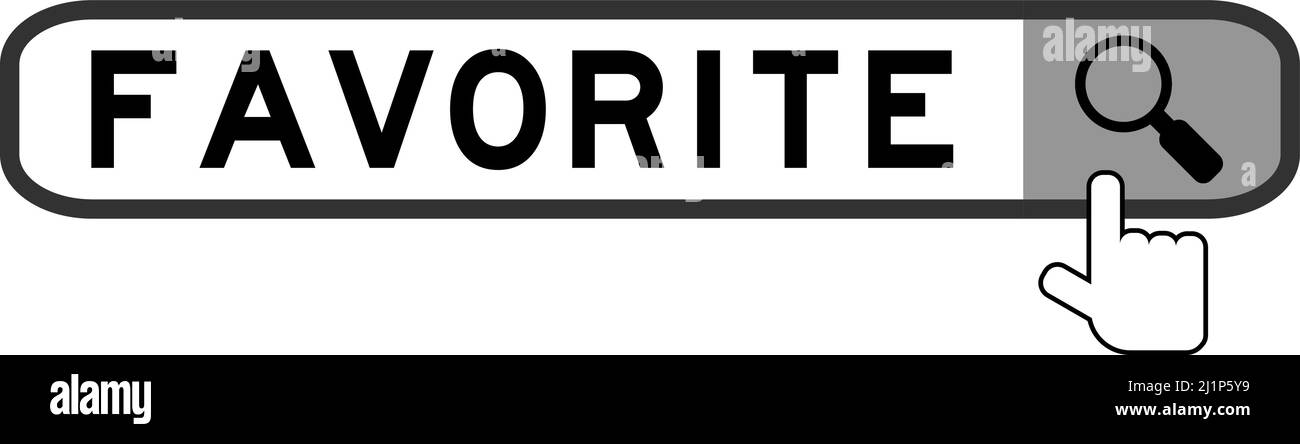 Search banner in word favorite with hand over magnifier icon on white ...