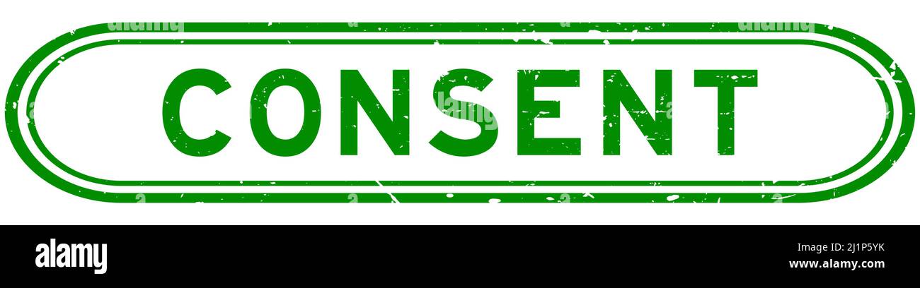Grunge green consent word rubber seal stamp on white background Stock ...