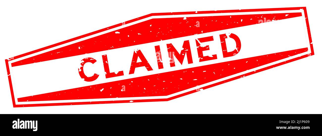 Grunge red claimed word hexagon rubber seal stamp on white background ...