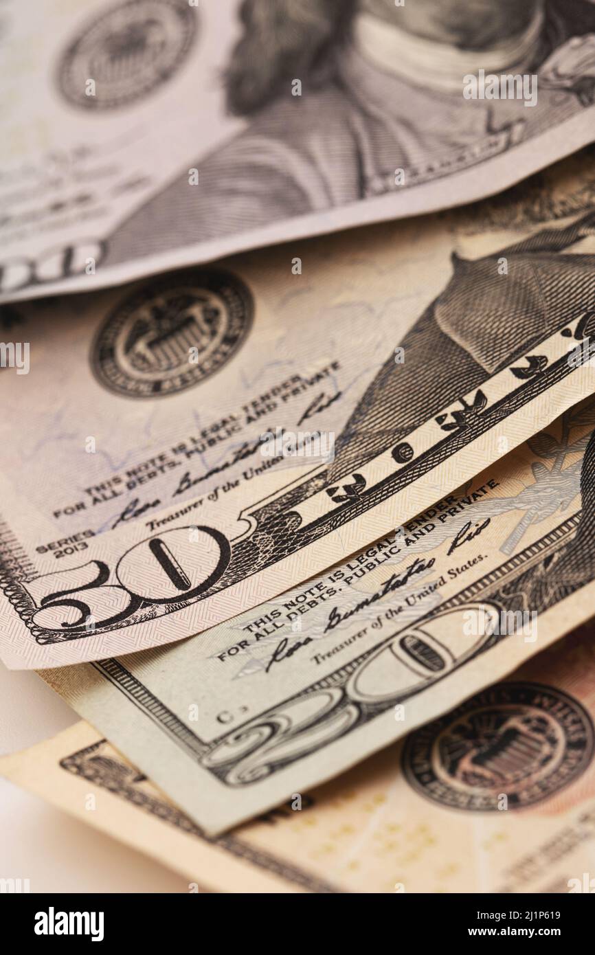 Close up of the different US dollar bills Stock Photo - Alamy