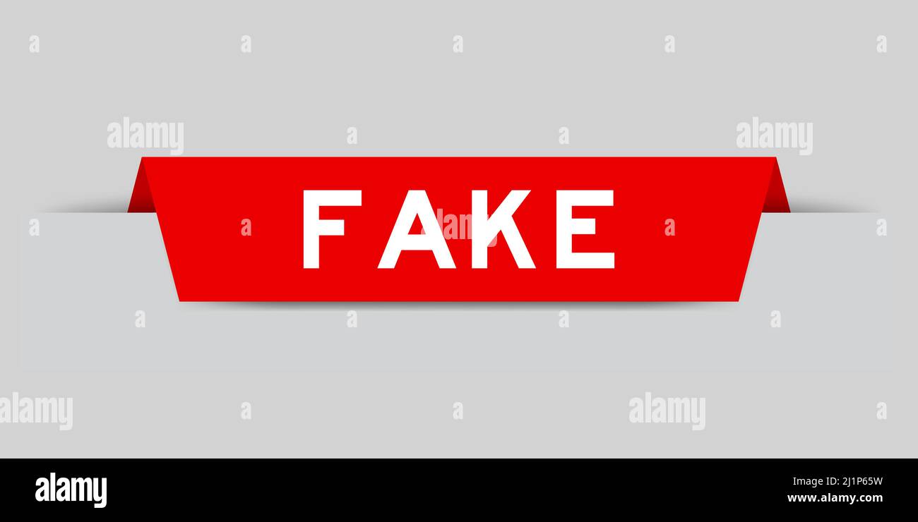 Red color inserted label with word fake on gray background Stock Vector ...