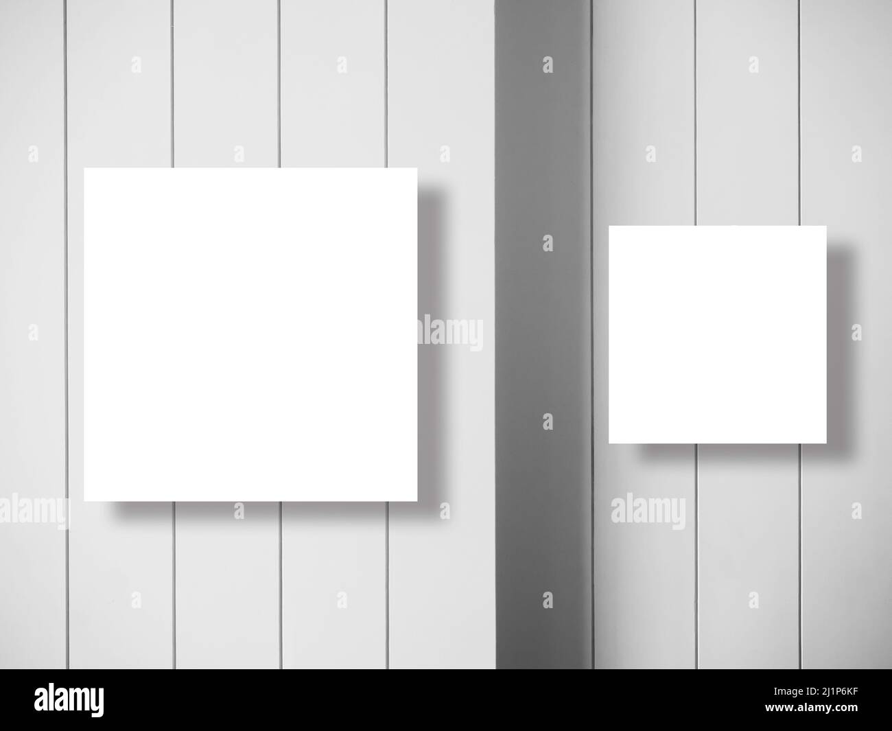 Mockup empty blank white square border frame with two size, large and ...