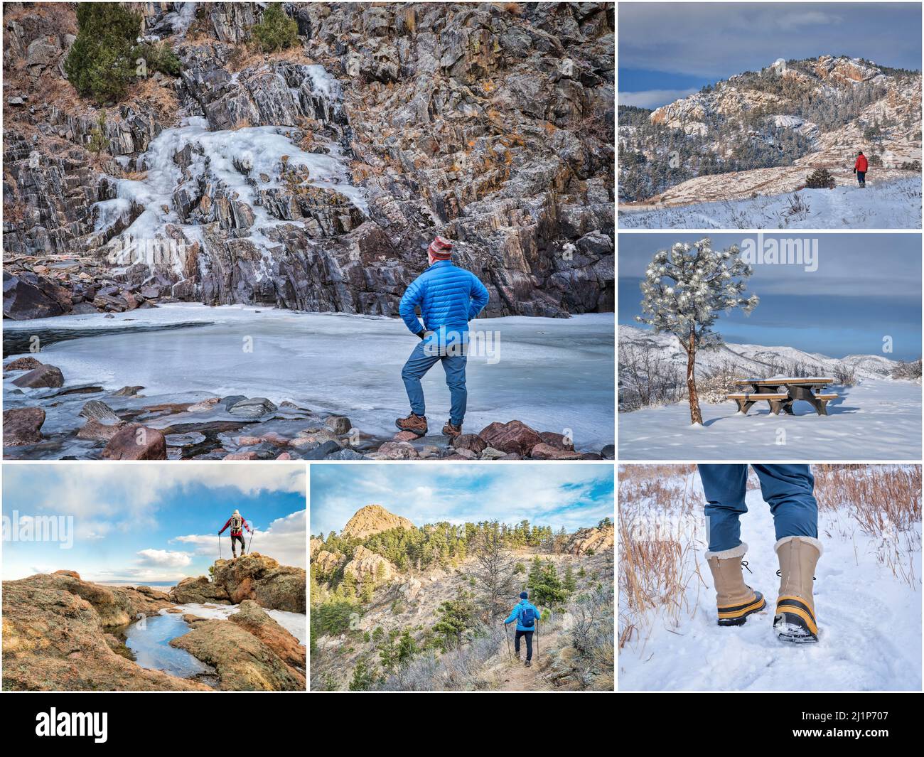 hiking in Rocky Mountains of northern Colorado, set of pictures ...