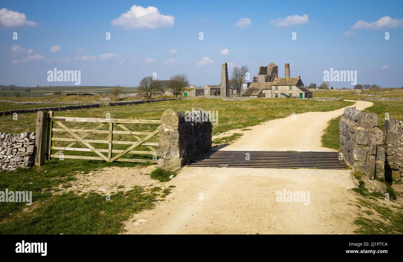 The ruined Magpie Mine, an old lead mine near the village of Sheldon in ...