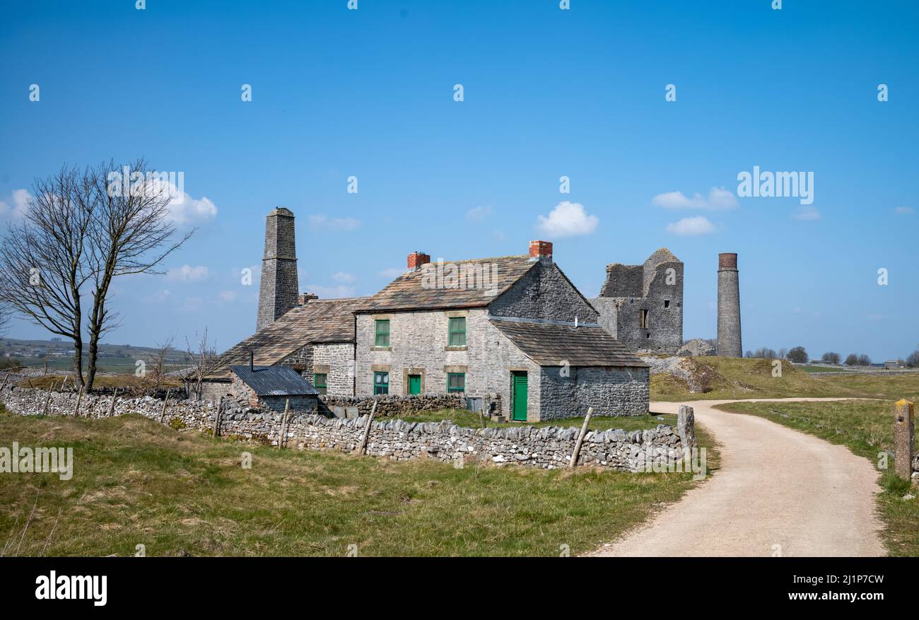 The ruined Magpie Mine, an old lead mine near the village of Sheldon in ...