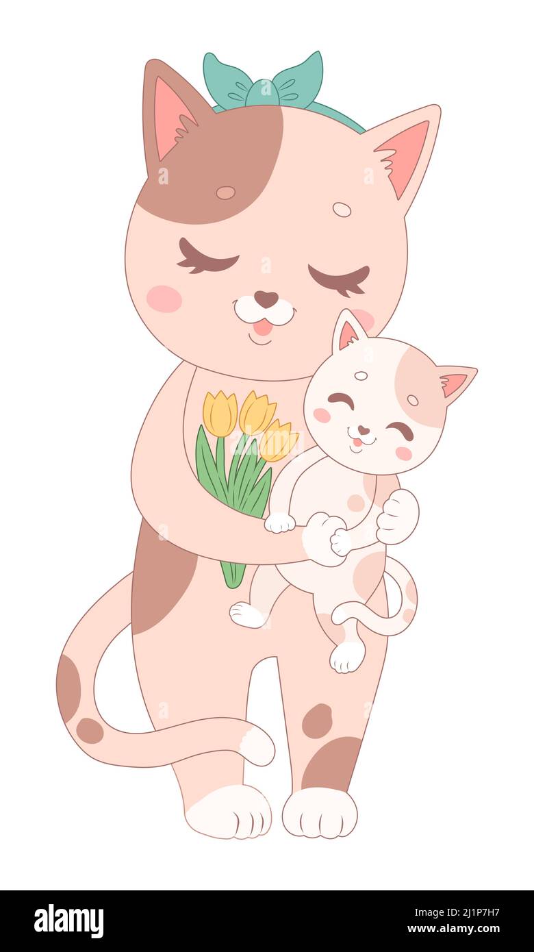 Mothers Day - cats mother and daughter, vector Stock Vector Image & Art ...