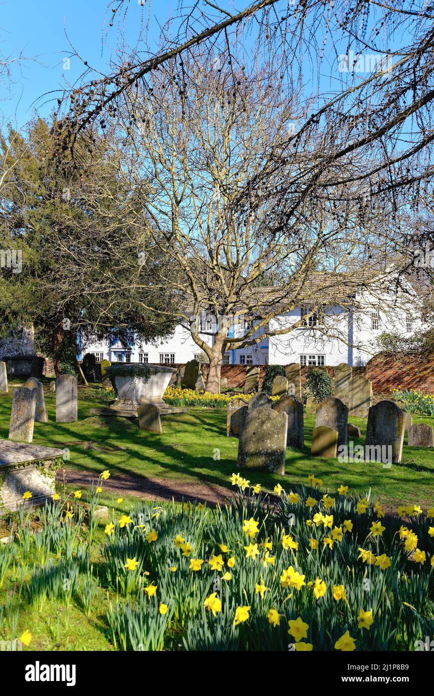 The churchyard of St. Peter and St. Andrew, Old Windsor, on a sunny ...