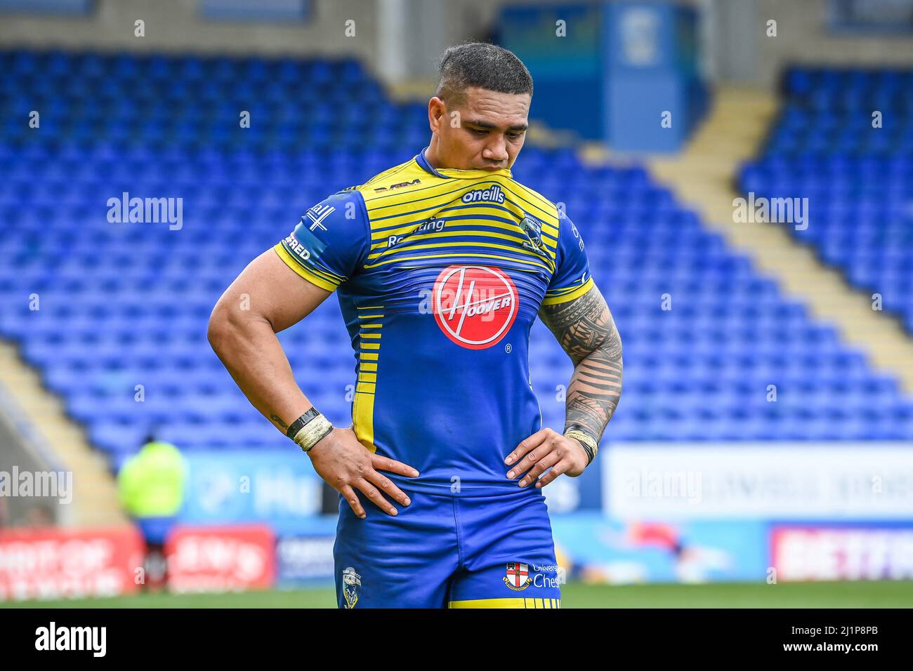 A dejected Peter Mata’utia #3 of Warrington Wolves after the final ...