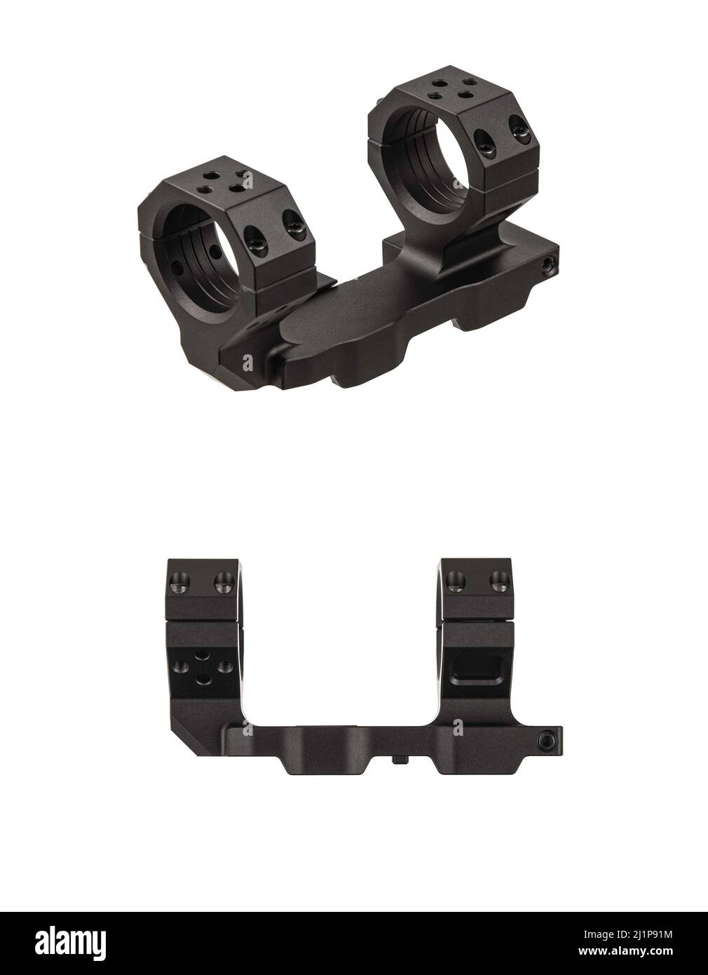 Quick disconnect mount made for holding a scope on a rifle isolated on ...