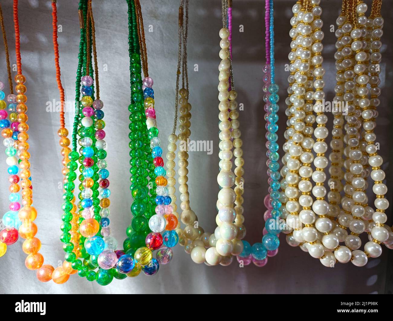 bead paasi necklace hanging in the jewel shop for sale in India Stock ...