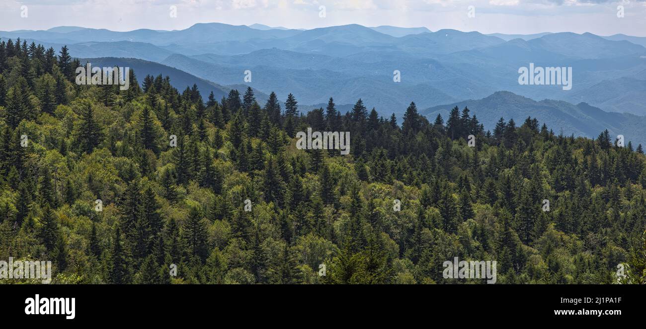 Panoramic Landscape from the Blue Ridge Parkway in North Carolina Stock ...