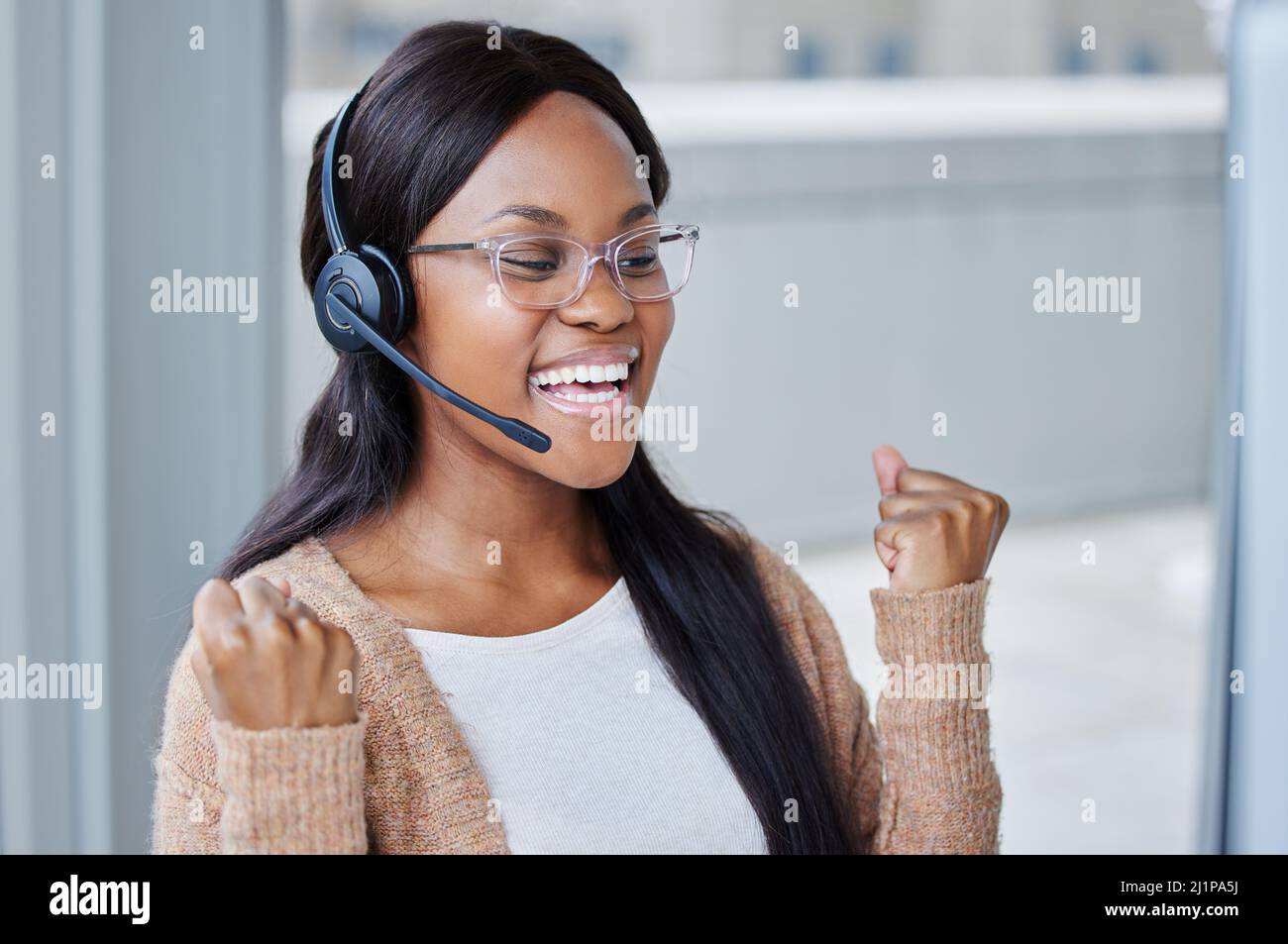 My boss just told me I have the promotion. Shot of an excited ...