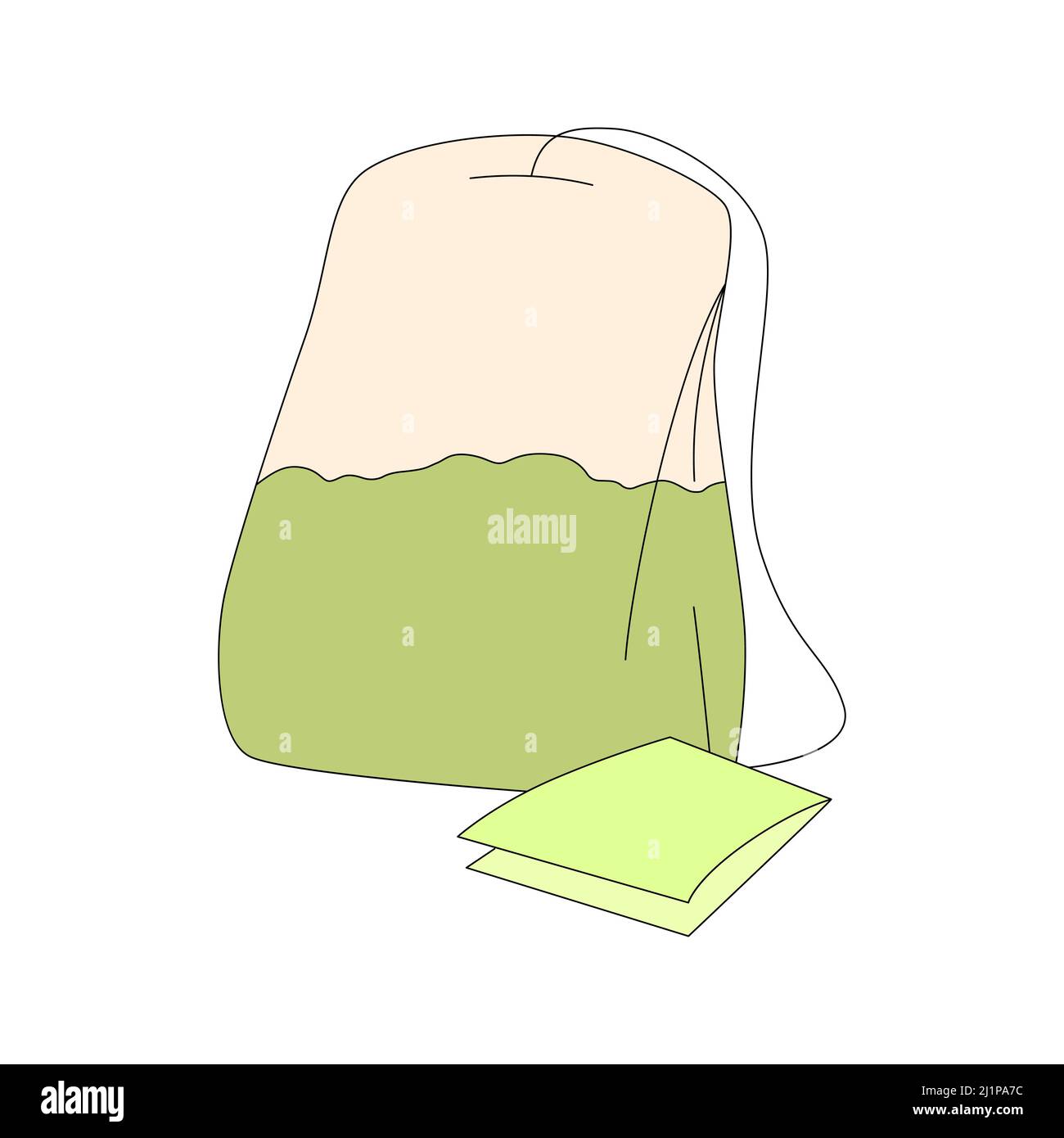 Tea bag in cartoon style. Vector illustration of green herbal tea ...