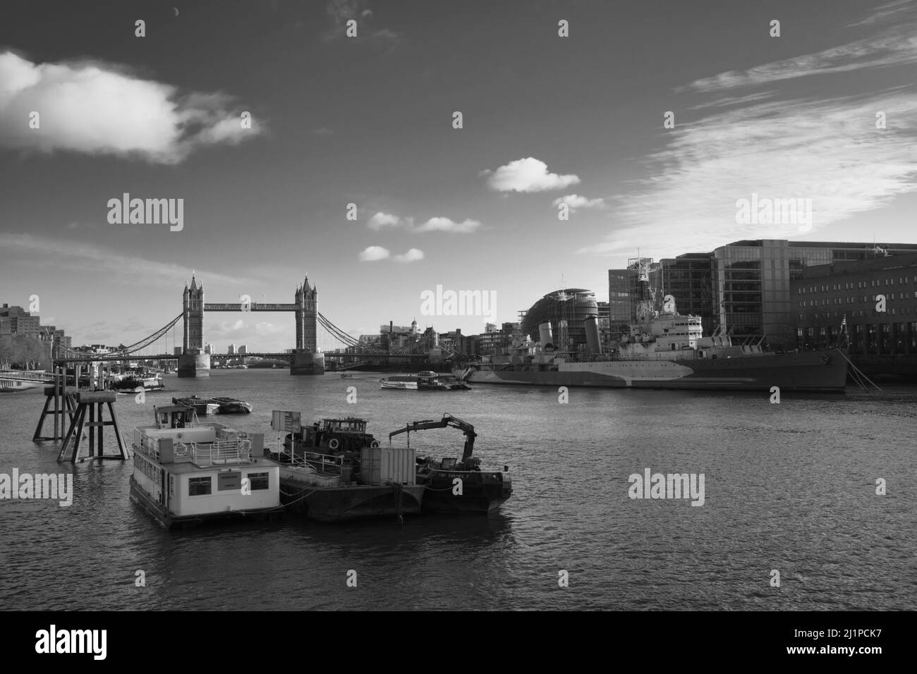 Tower bridge and city of london skyline and river thames Black and ...