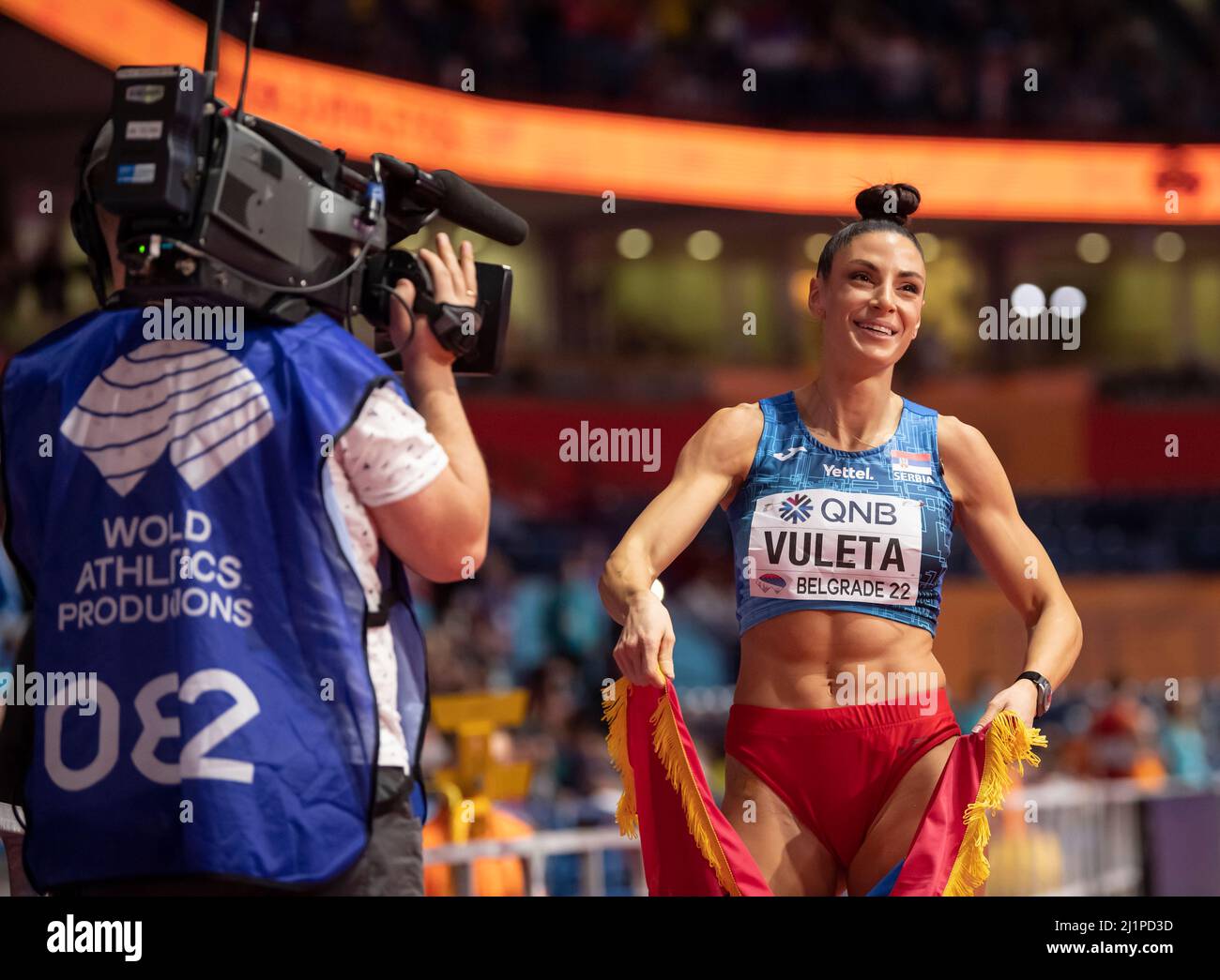 Ivana Vuleta SRB celebrating her win in the women’s long jump on Day ...