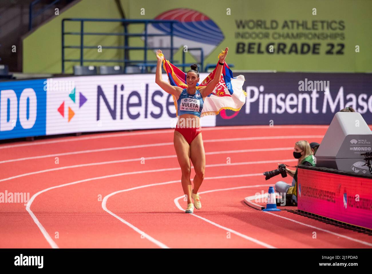 Ivana Vuleta SRB celebrating her win in the women’s long jump on Day ...