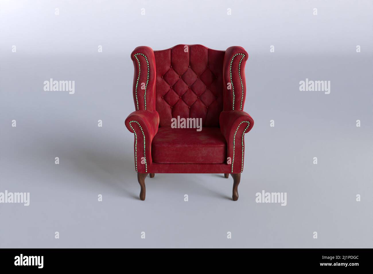 red velvet wing chair on white background, 3d rendering Stock Photo - Alamy