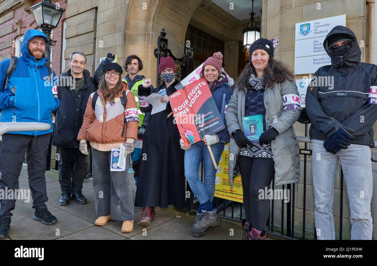 University of Sheffield staff picketing the Sir Frederick Mappin ...