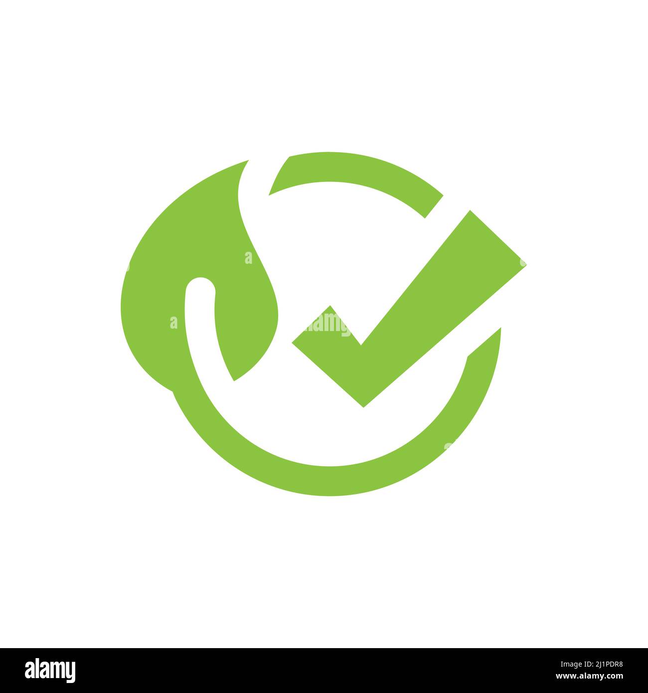 Biodegradable, eco safe and friendly icon. Leaf circle with checkmark ...