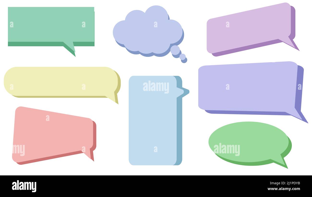 set of blank colorful speech bubble, conversation box, chat box ...