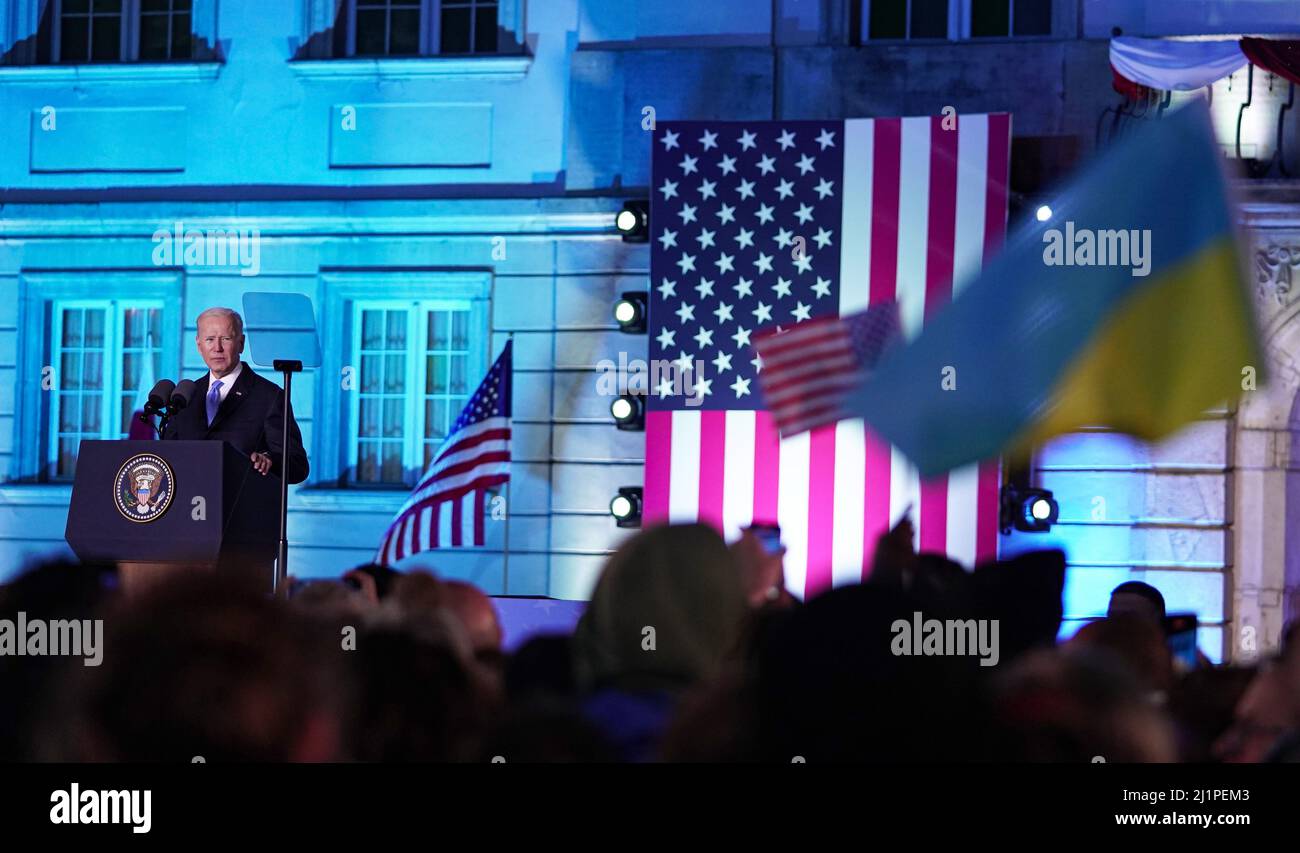 WARSAW, POLAND - MARCH 26, 2022 - US President Joe Biden holds a ...