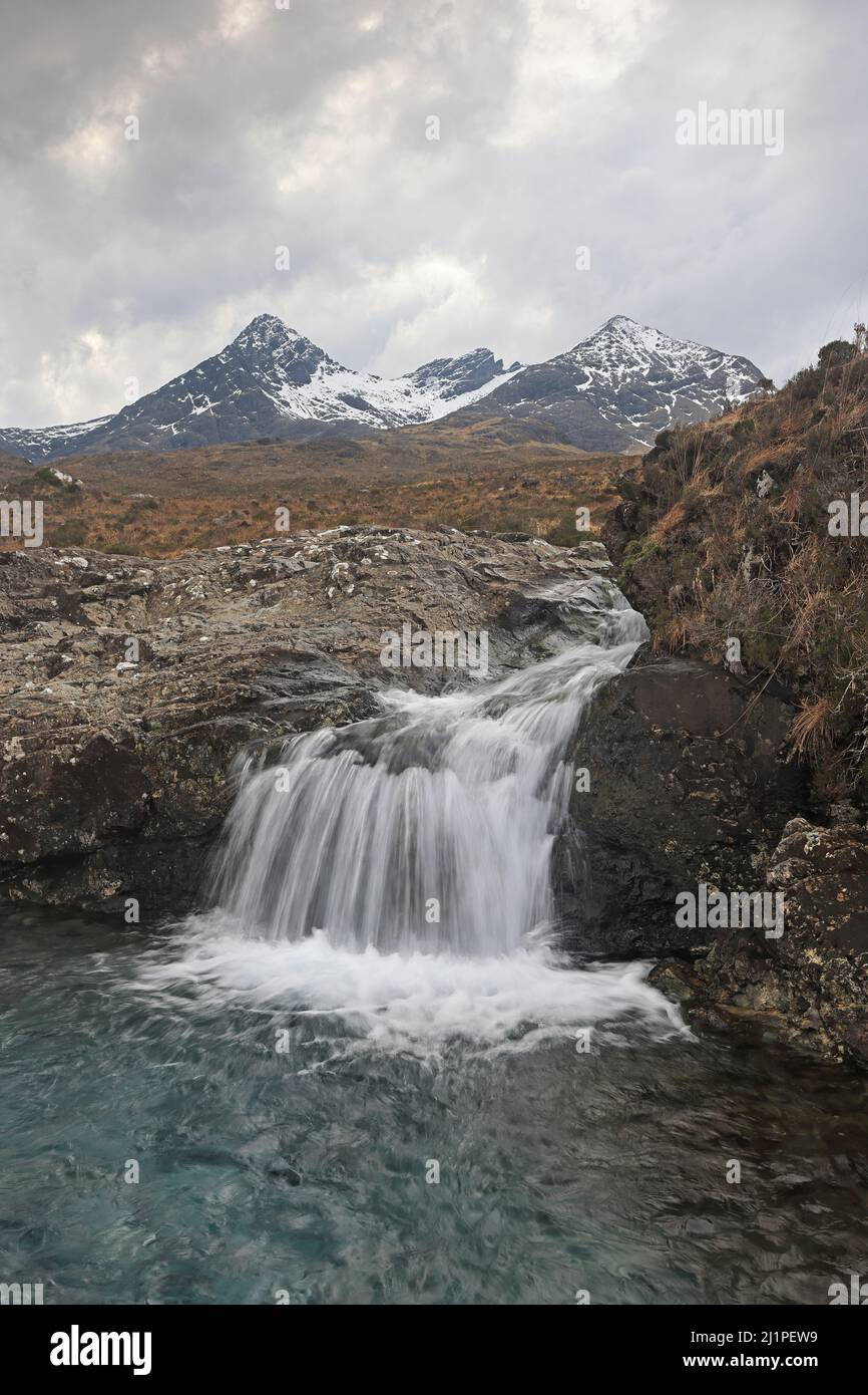 Waterfall in front of Sgurr nan Gillean Cuillin Hills Isle of Skye ...