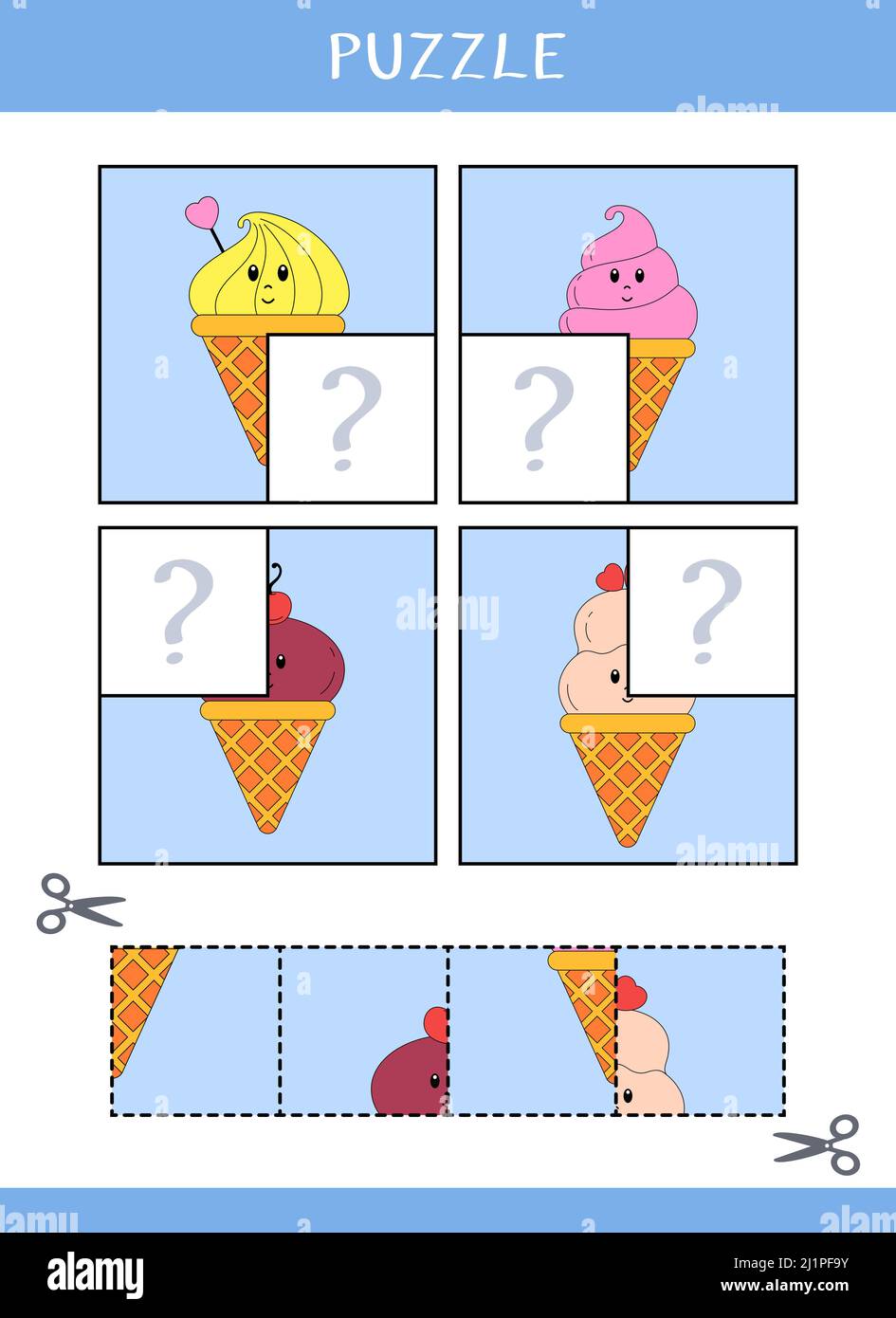 Puzzle for kids. Find the missing parts of the picture Stock Photo - Alamy