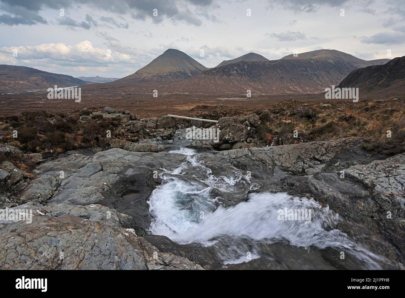 Waterfall in front of Sgurr nan Gillean Cuillin Hills Isle of Skye ...