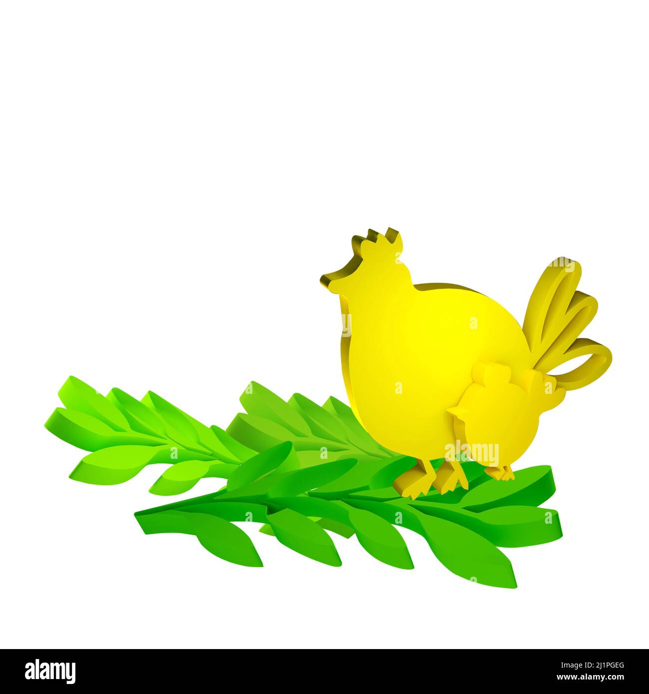 3d render illustration yellow color hen with chick isolated Stock Photo ...