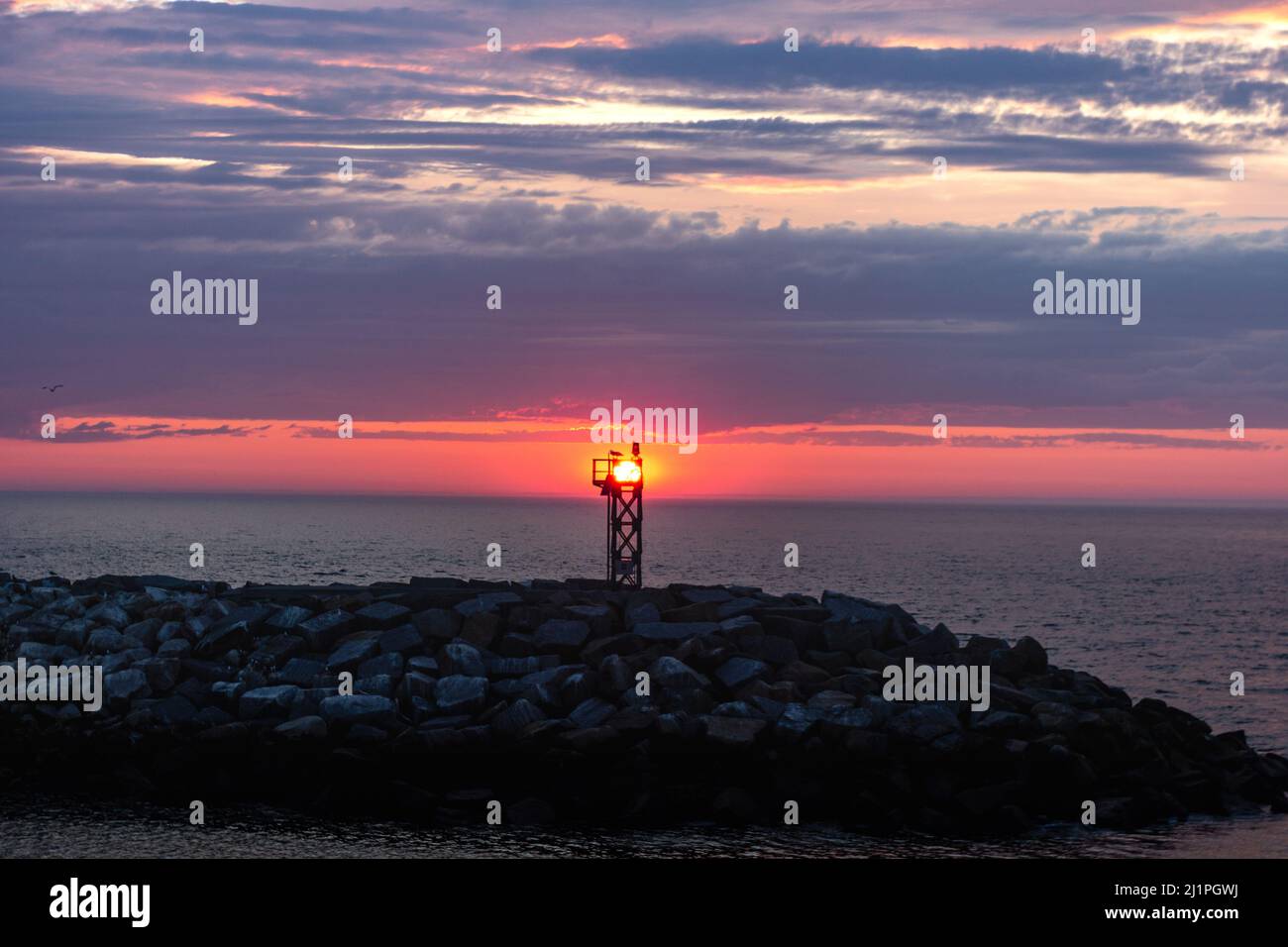 Sunset on the St. Lawrence river. Matane, Quebec, Canada. Taken from ...