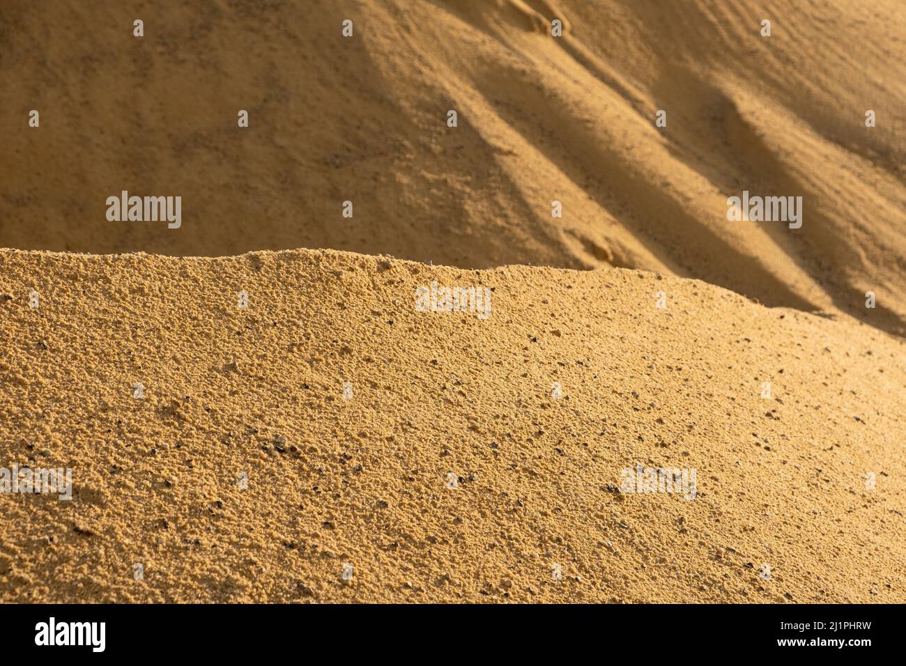Pile of Industrial sand for construction works. Texture of the sand ...