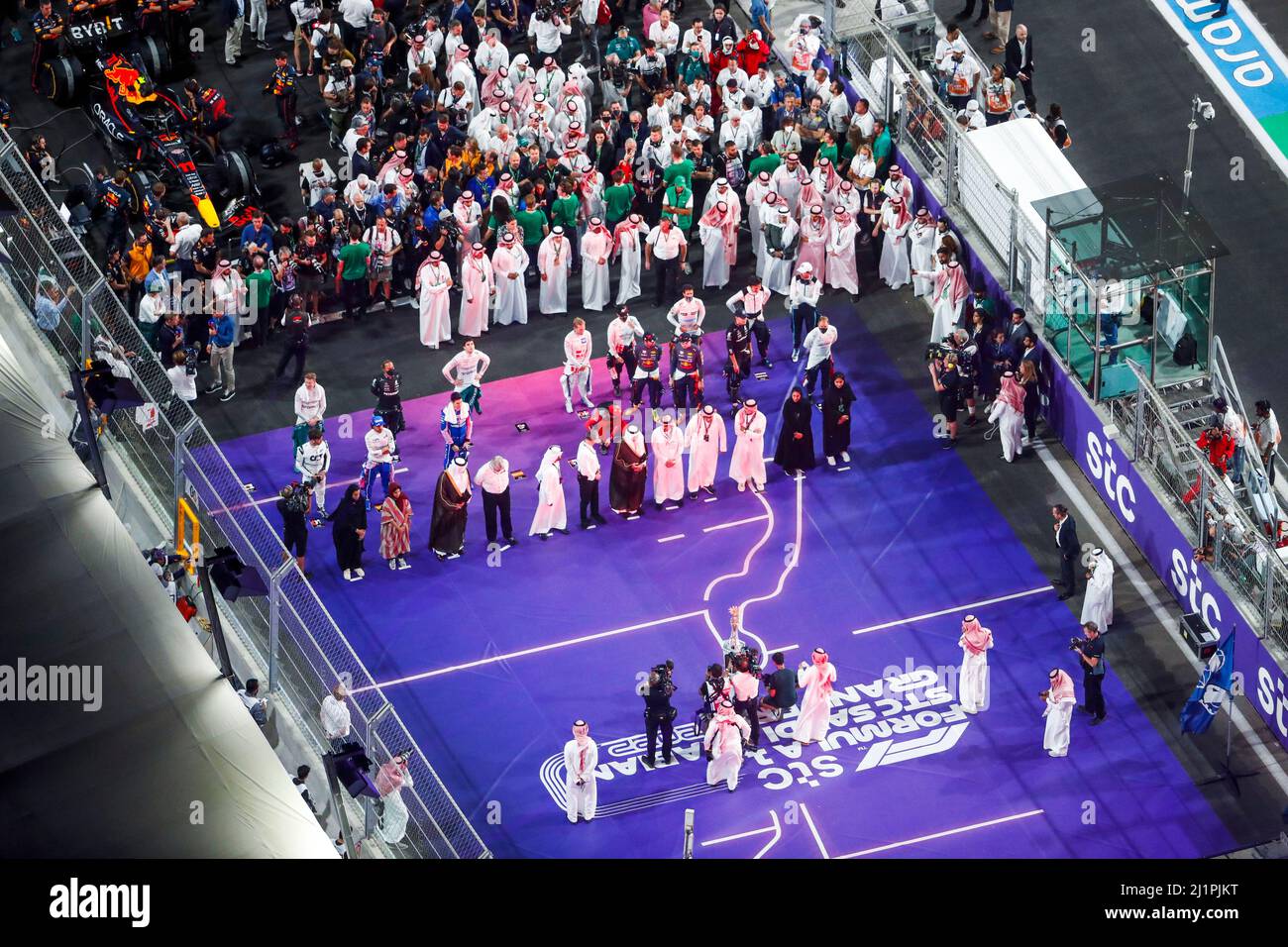 Jeddah, Saudi Arabia. 27th Mar, 2022. Starting grid, protocole during ...