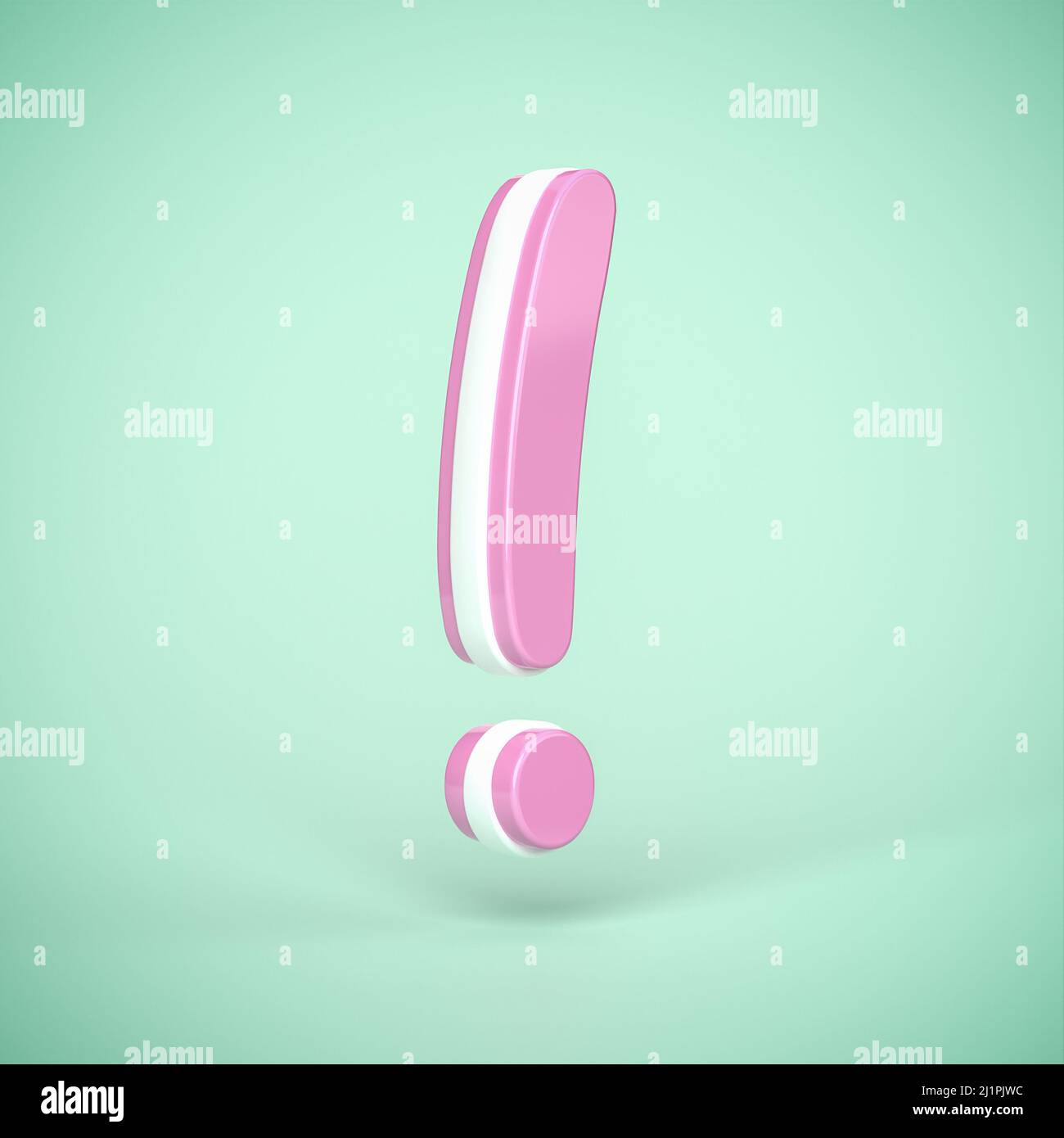 An Exclamation Mark in pink with a white core on a turquoise green ...