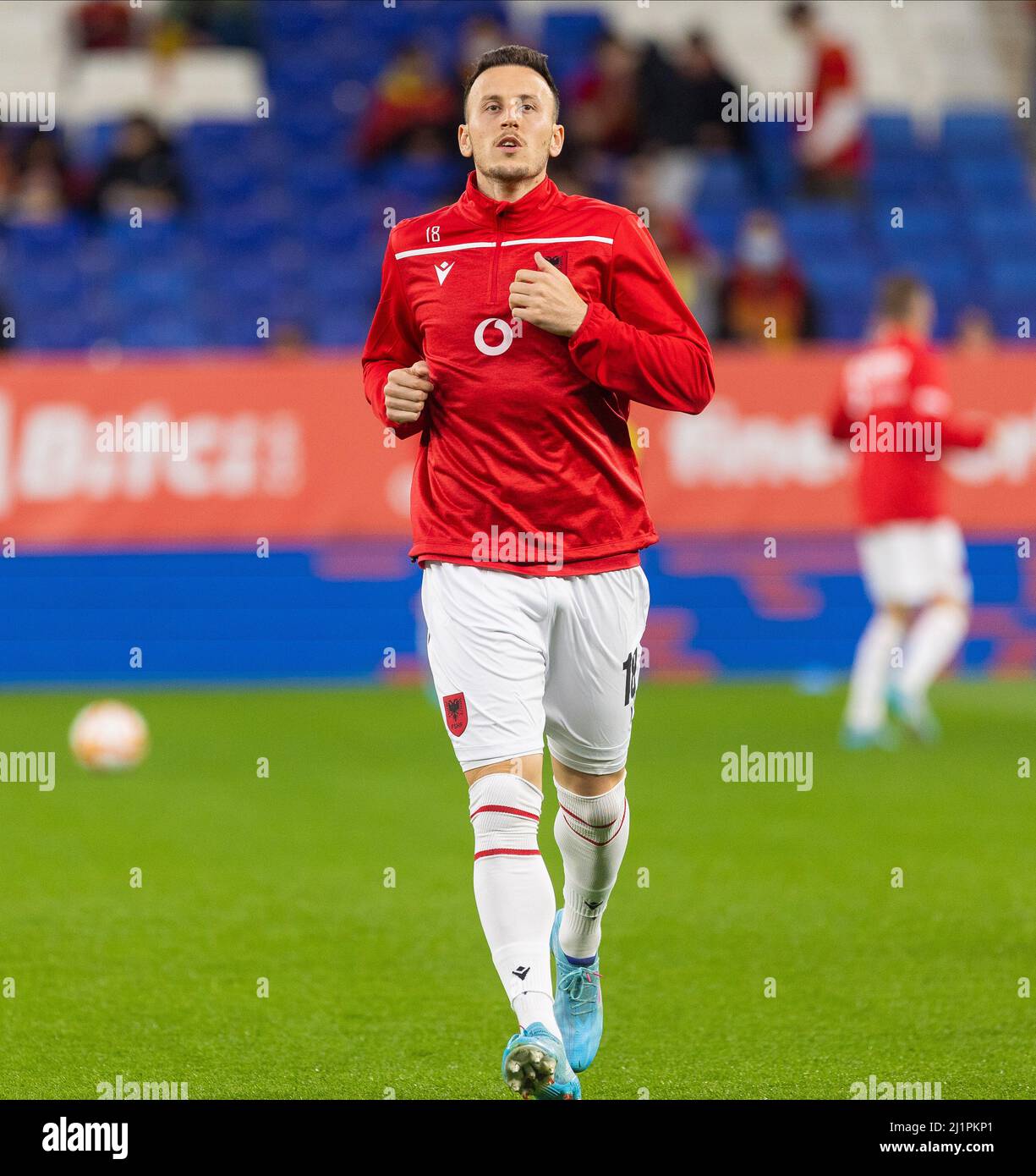 Ardian Ismajli of Albania warming up during the International Friendly ...