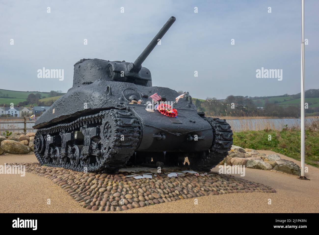 England, Devon, Slapton, Tank memorial Stock Photo - Alamy