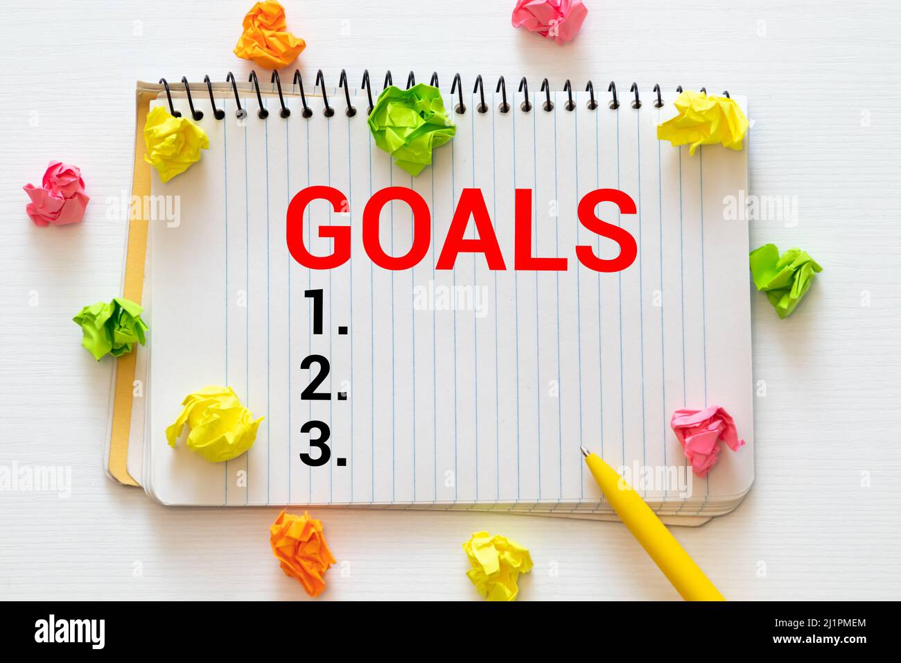 My Goals as memo on notebook with many light bulbs Stock Photo - Alamy