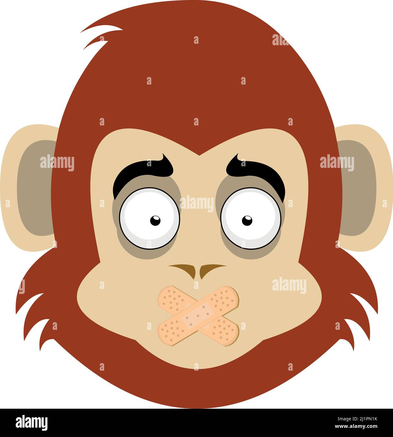 Vector illustration of the face of a monkey or chimpanzee cartoon with ...