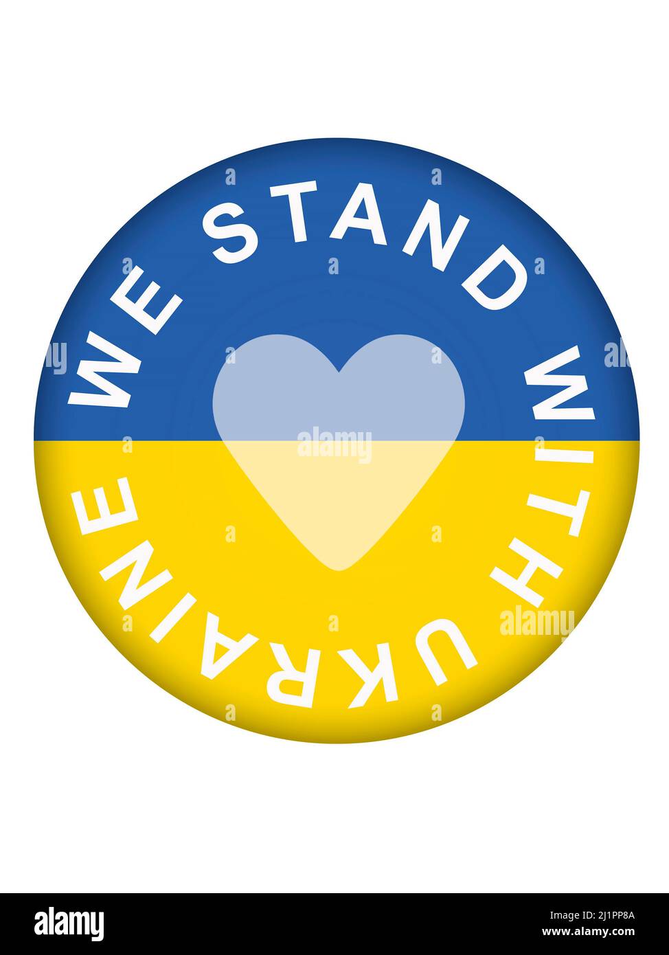 round button with Ukrainian flag, heart and slogan We stand with Ukraine Stock Photo - Alamy
