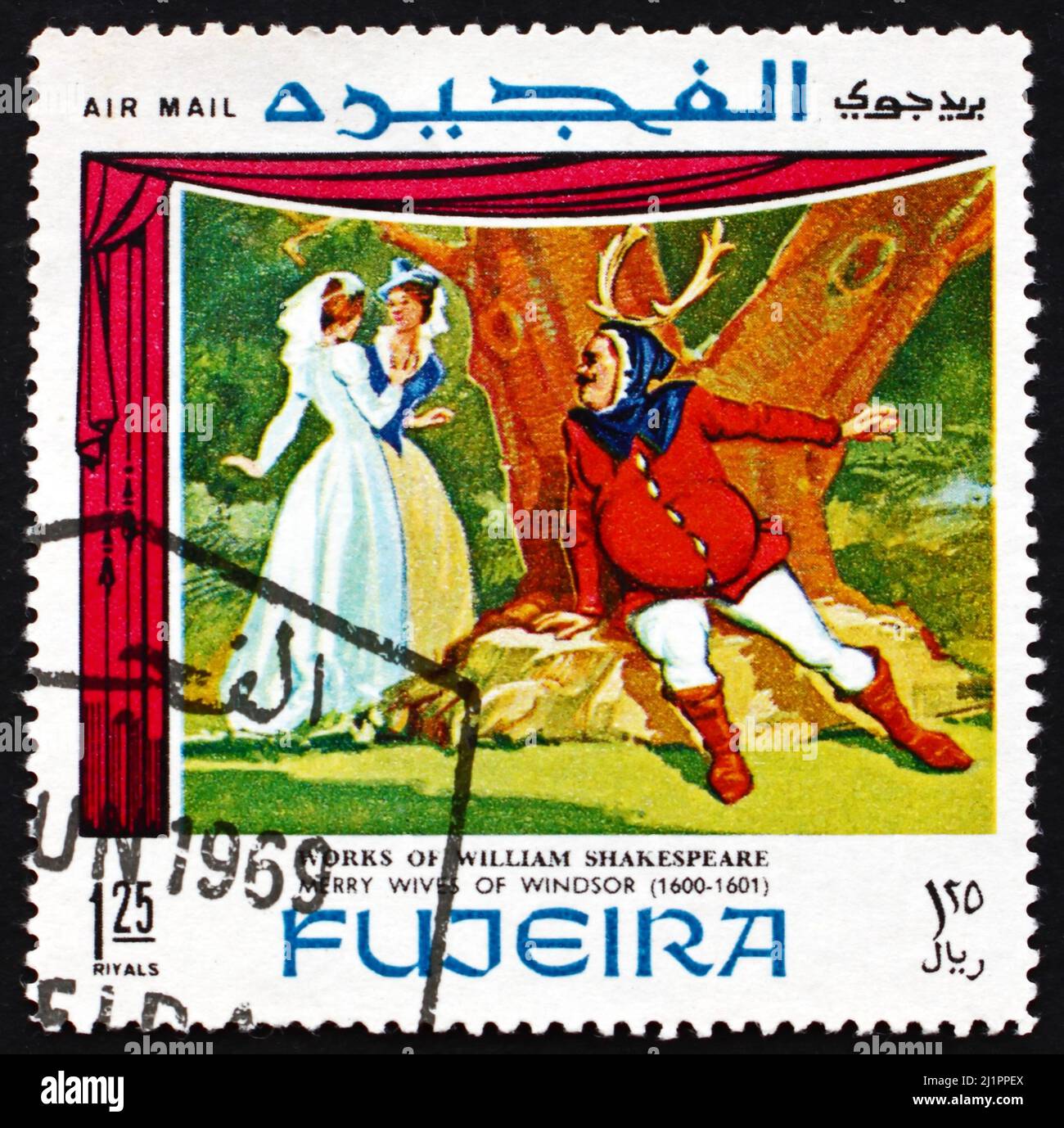 FUJEIRA - CIRCA 1969: a stamp printed in the Fujeira shows Scene from ...