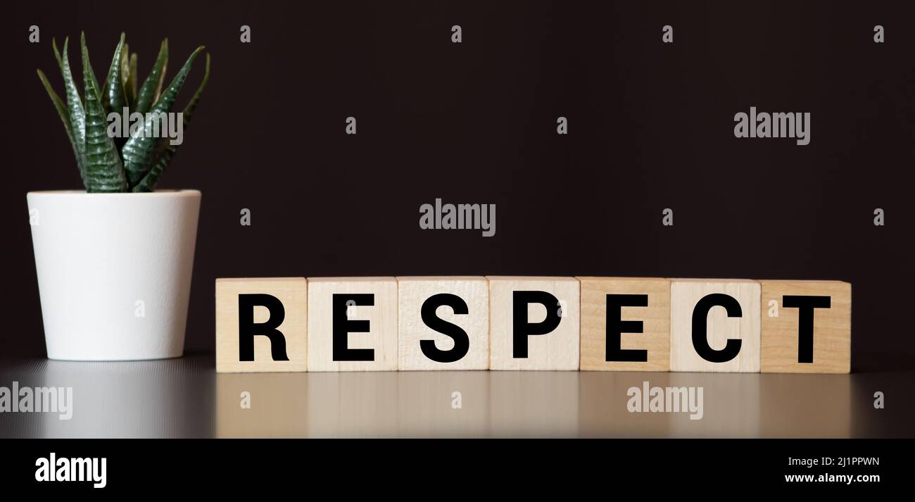 concept word forming on wooden cube on white background - Respect Stock ...