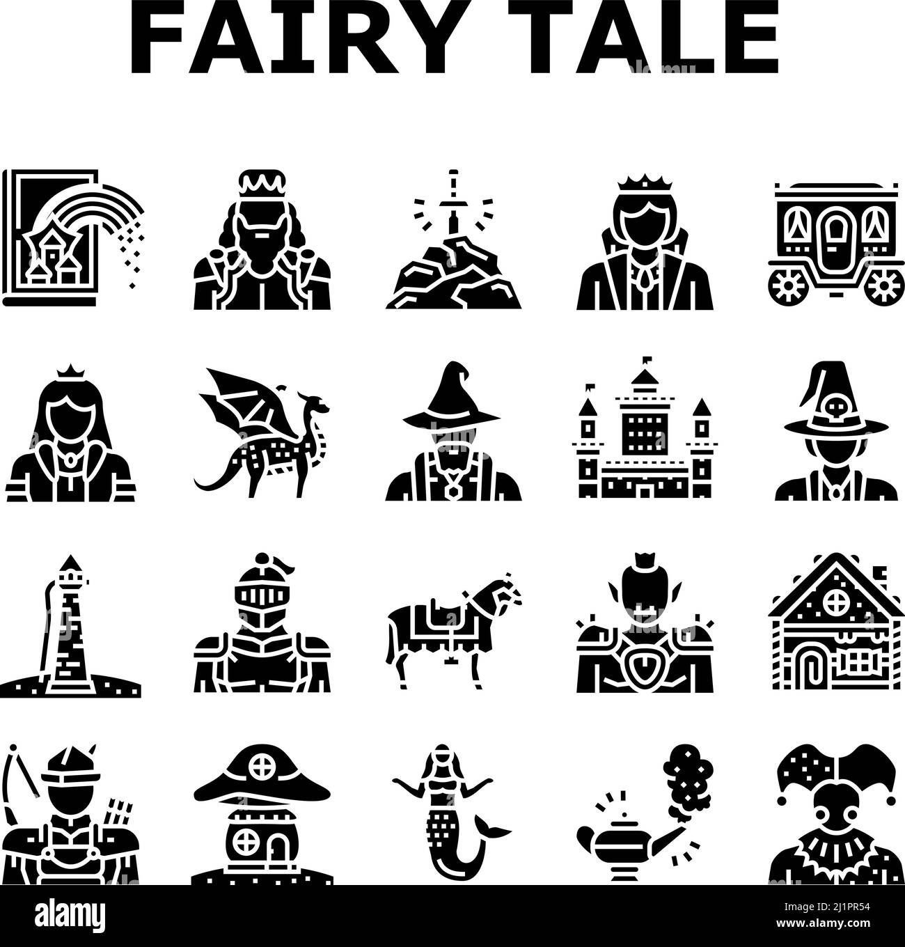 Fairy Tale Magical Story Book Icons Set Vector Stock Vector Image & Art ...