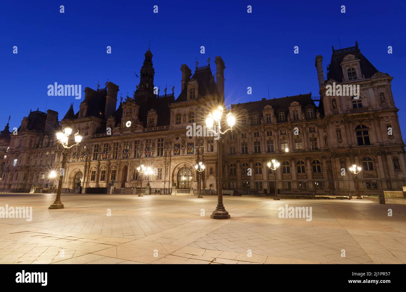 City Hall in Paris at night - building housing City of Paris ...