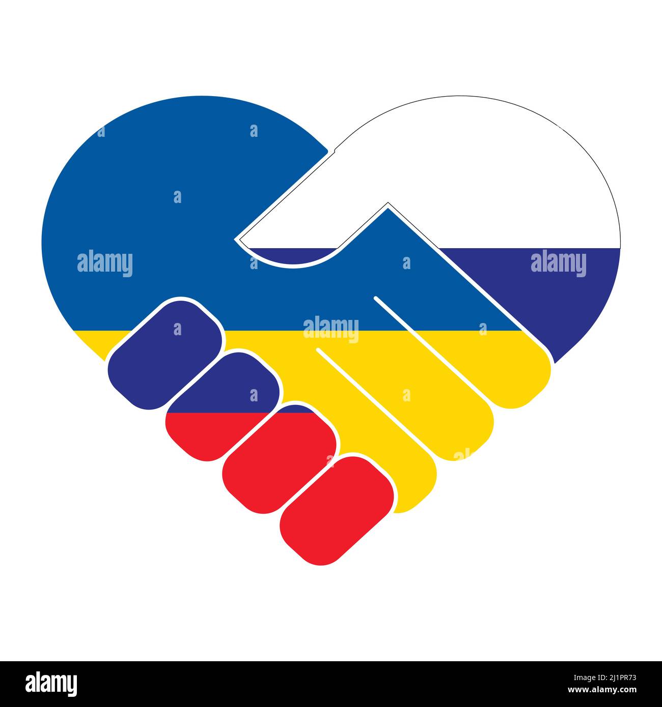 Handshake symbol in the colors of the national flags of Russia and ...