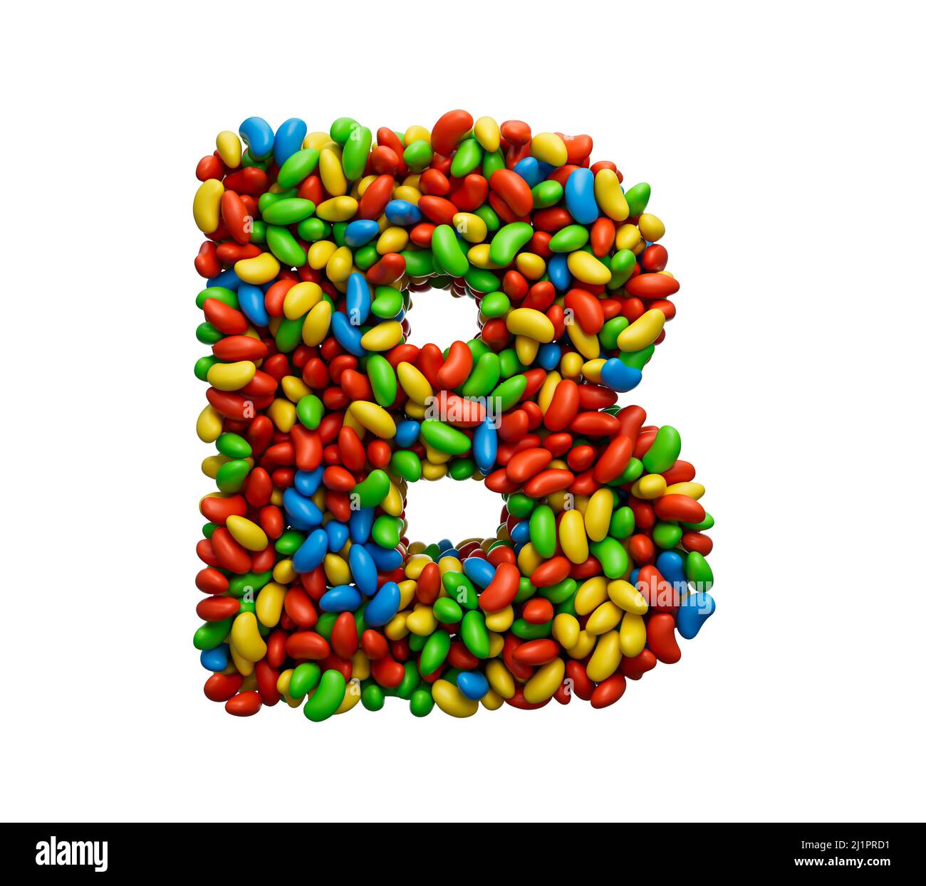 A 3D illustration of the letter B of colorful candies isolated on a ...