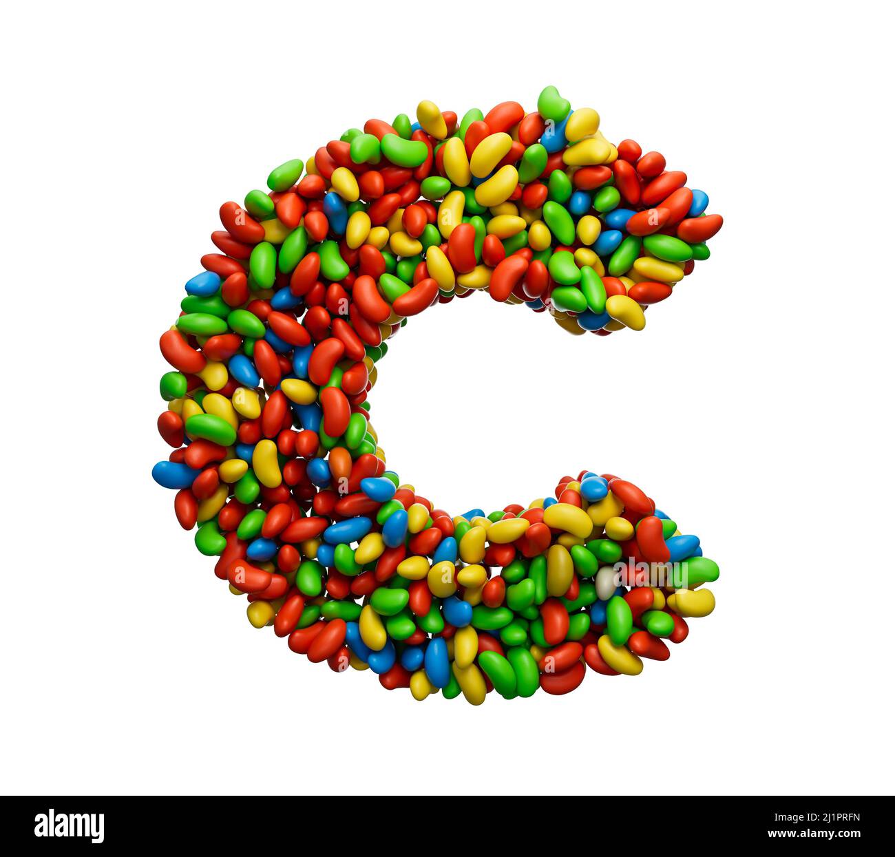 A 3D illustration of the letter C of colorful candies isolated on a ...