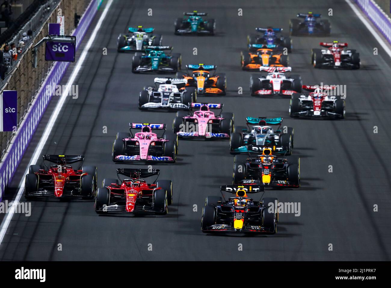 Jeddah, Saudi Arabia. 27th Mar, 2022. Start of the race, 11 PEREZ Sergio (mex), Red Bull Racing ...